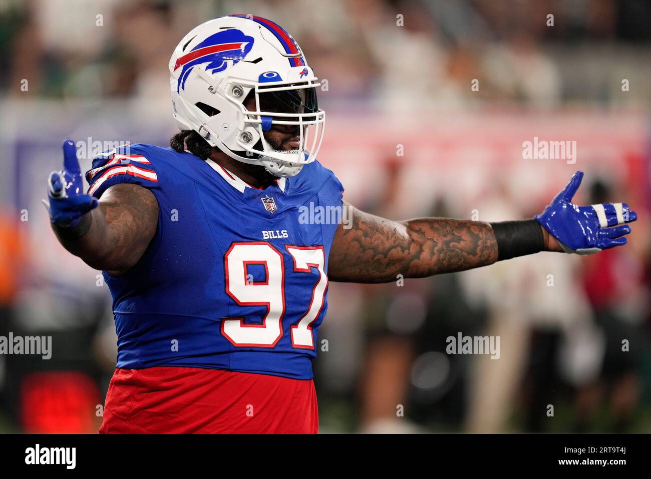 Buffalo Bills defensive tackle Jordan Phillips (97) reacts after a ...