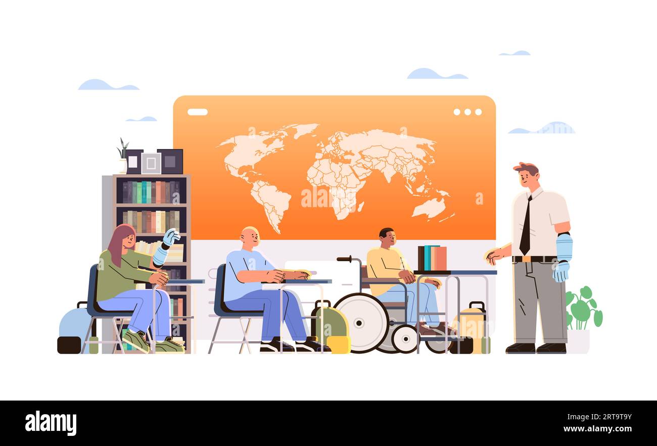 group of young disabled men and women meeting in inclusive classroom ... group of young disabled men and women meeting in inclusive classroom ...