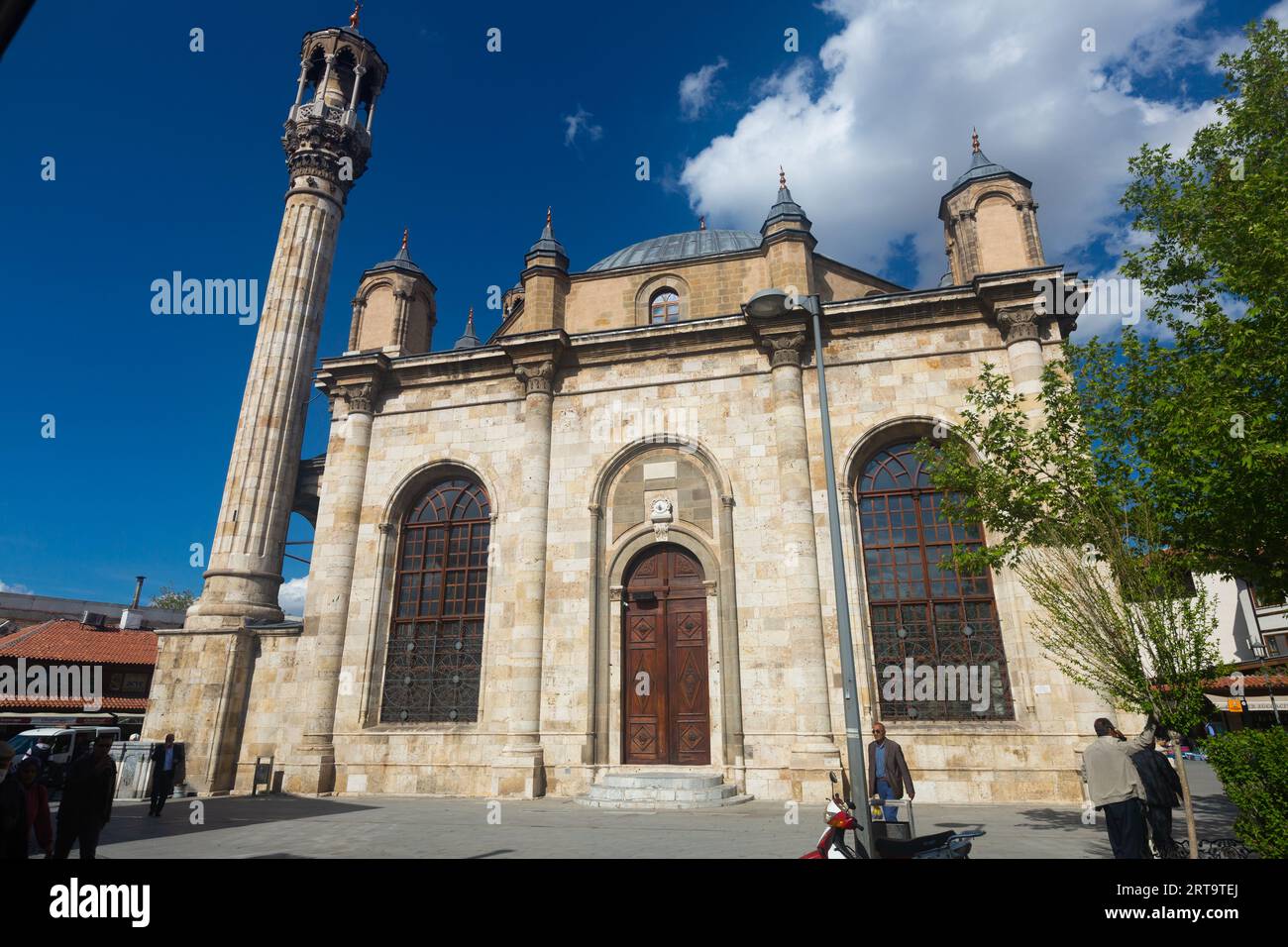 Central street of Konya with Azizie medieval Ottoman mosque, Turkey ...