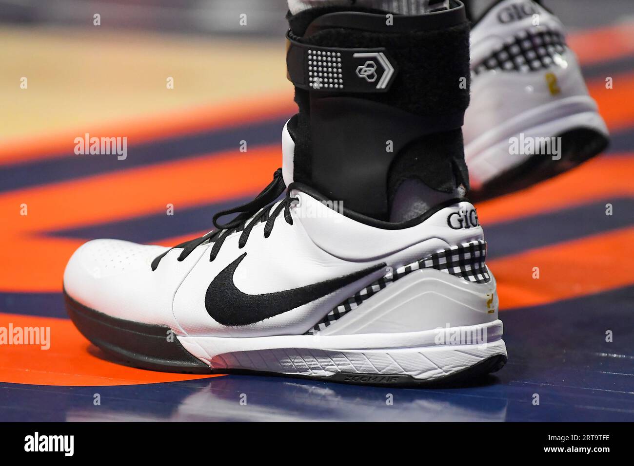 UNCASVILLE, CT - SEPTEMBER 08: A detail view of the Nike Kobe 4 Protro Mambacita Gigi shoe worn ...