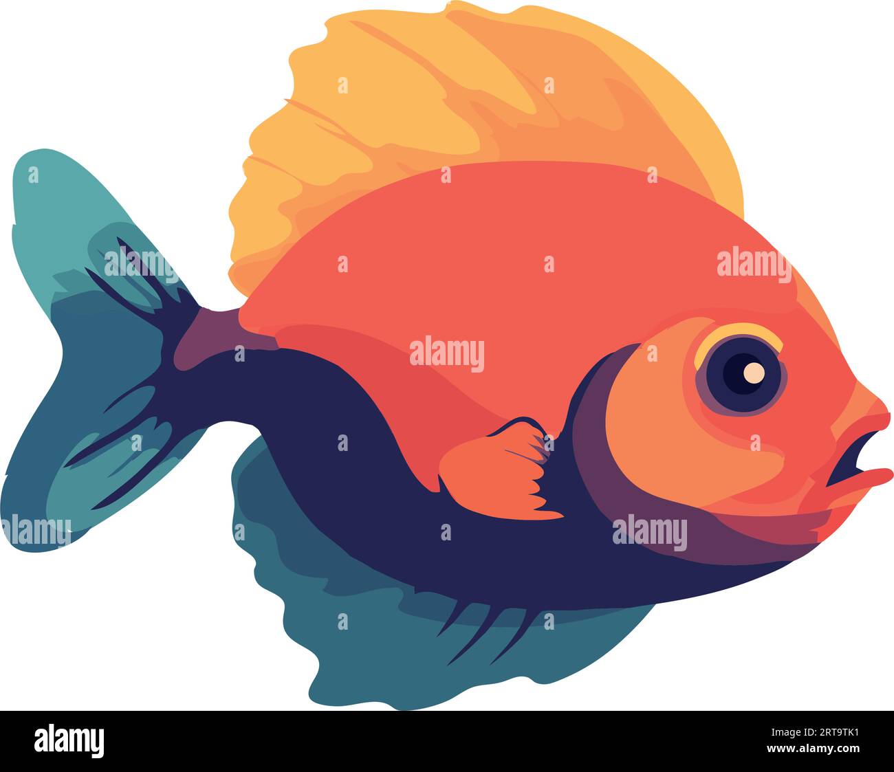 Underwater fish swimming in nature, cute cartoon illustration design ...