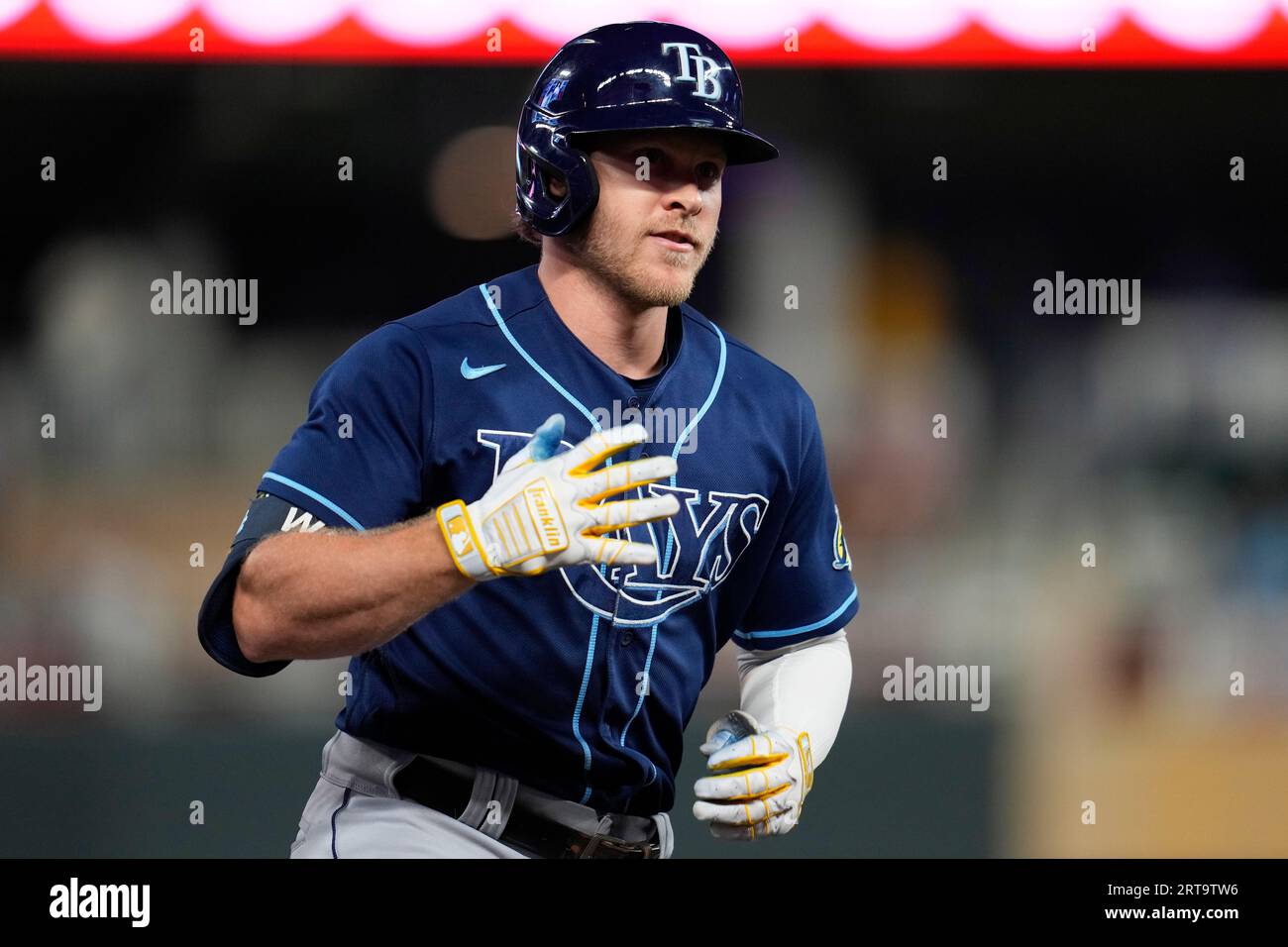 Tampa Bay Rays' Taylor Walls runs the bases after hitting a three-run ...