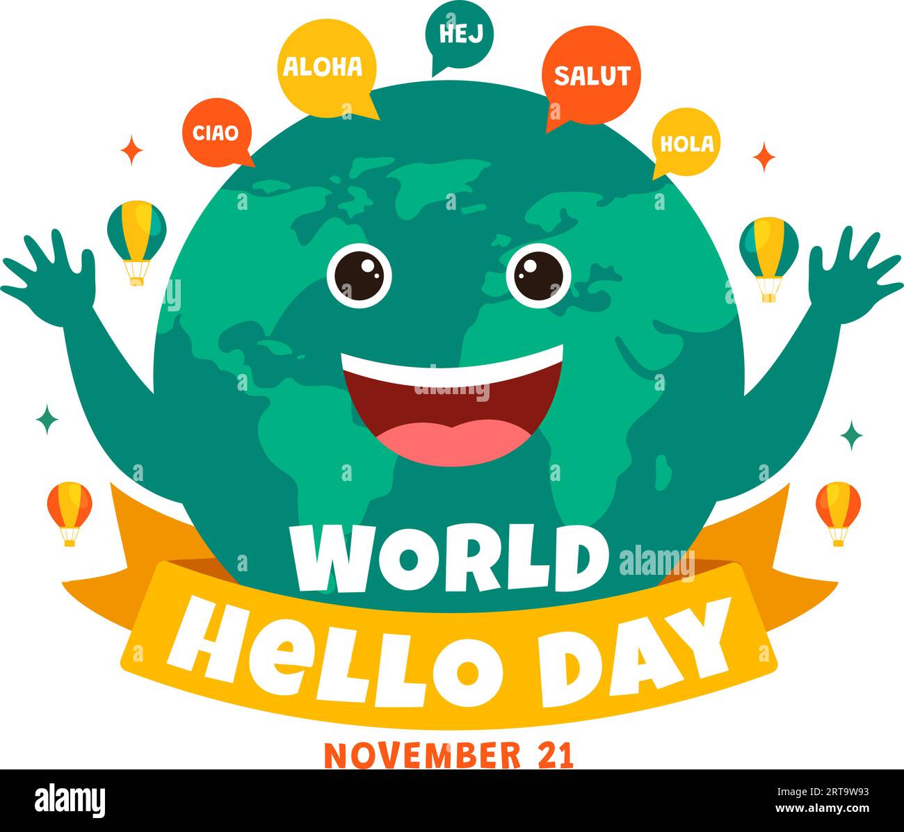 World Hello Day Vector Illustration on November 21 of Speech Bubbles ...