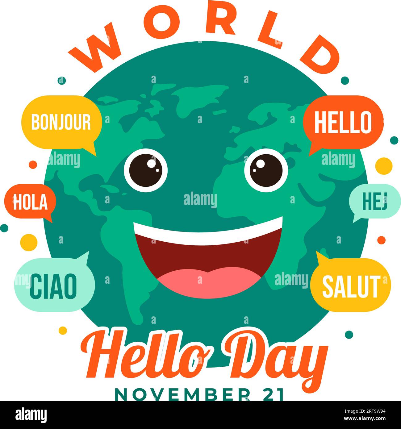 World Hello Day Vector Illustration on November 21 of Speech Bubbles ...