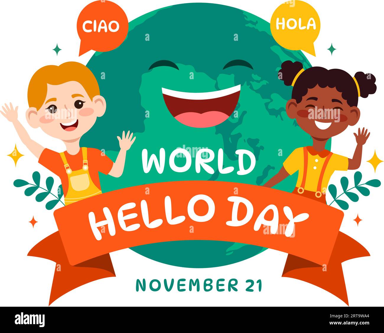 World Hello Day Vector Illustration on November 21 of Speech Bubbles ...