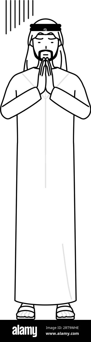 Muslim Man apologizing with his hands in front of his body, Vector ...