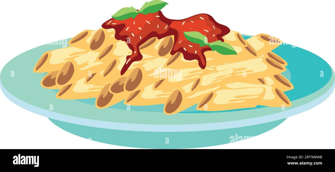 Plate pasta tomato sauce Stock Vector Images - Alamy