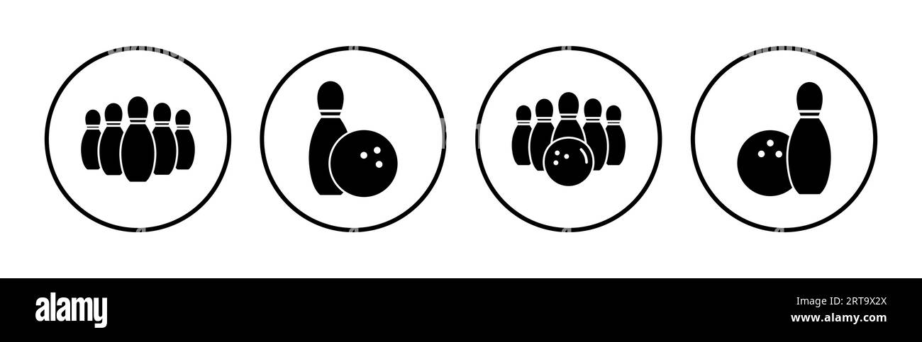 Bowling icon vector. Bowling ball and pin icon. Bowling pins with ball ...