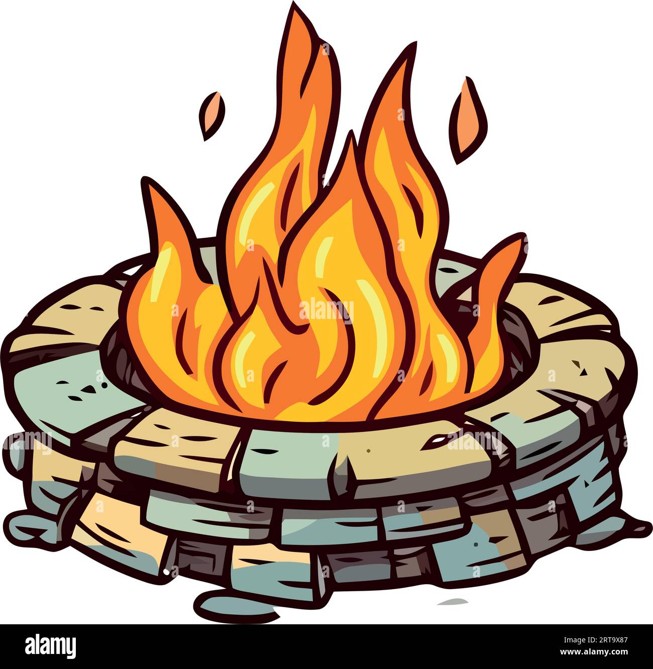 Burning campfire igniting nature dangerous inferno icon Stock Vector ...