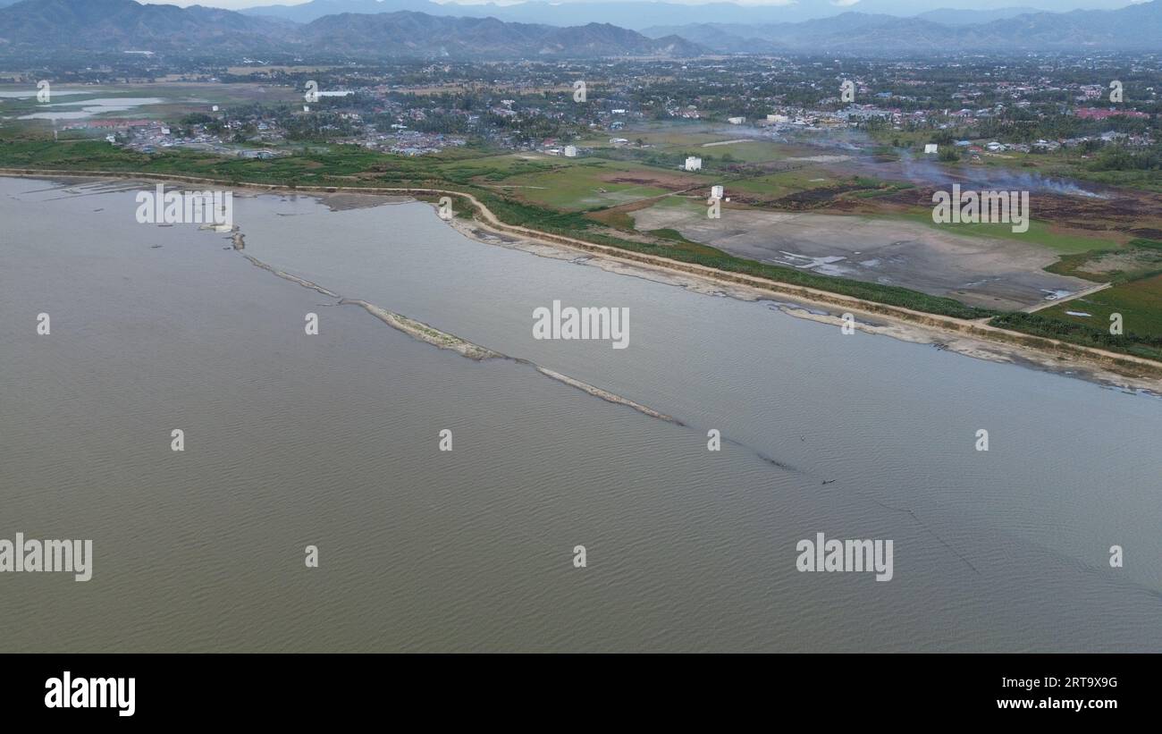 aerial view of Drought hit Lake Limboto, Gorontalo, Indonesia Stock ...