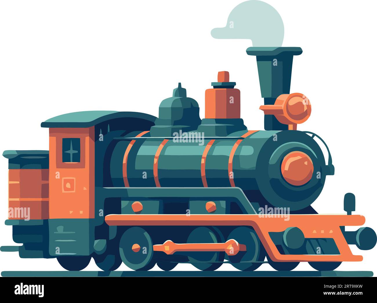 Steam locomotive on railroad track, transporting cargo Stock Vector Image & Art - Alamy
