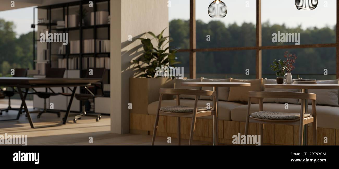 A modern and comfortable co-working space or office relaxation area ...