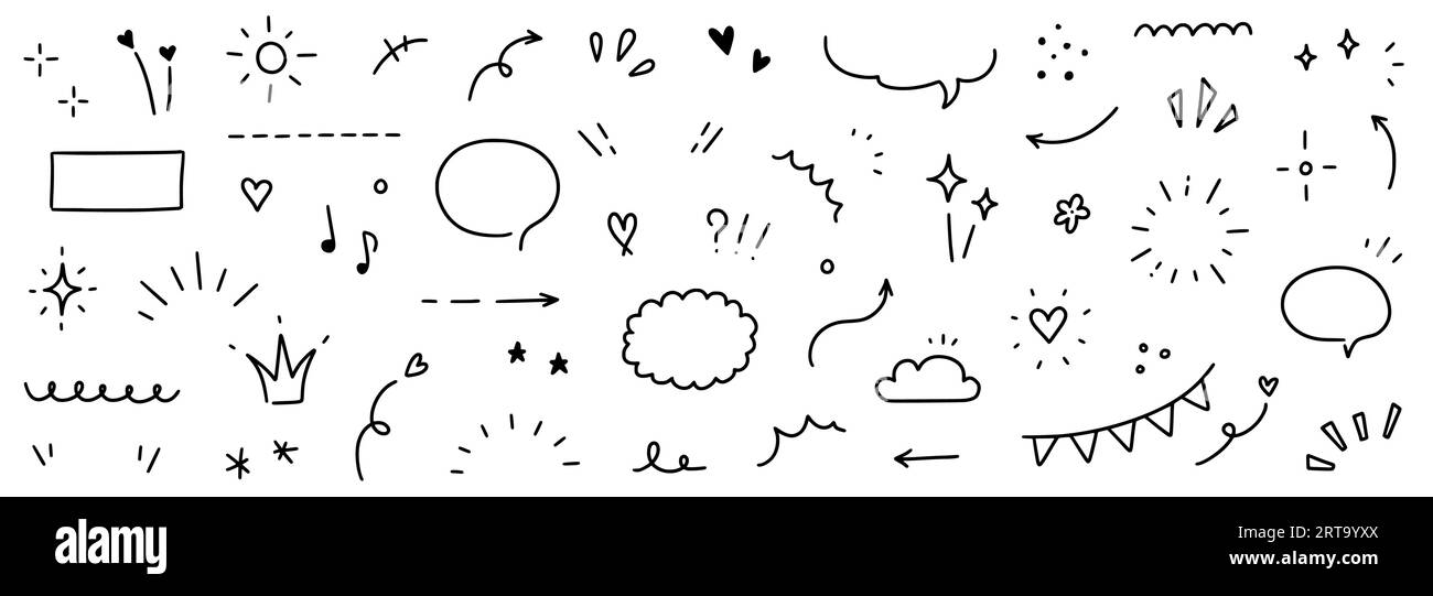 Cute line icon sketch element. Hand drawn line sketch text decoration ...