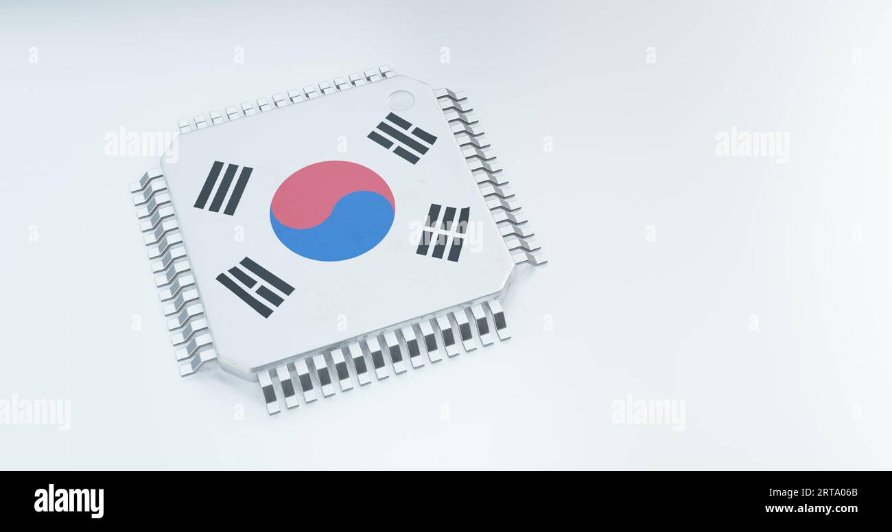 3d render of microchip or semiconductor chip in countries flag, for ...