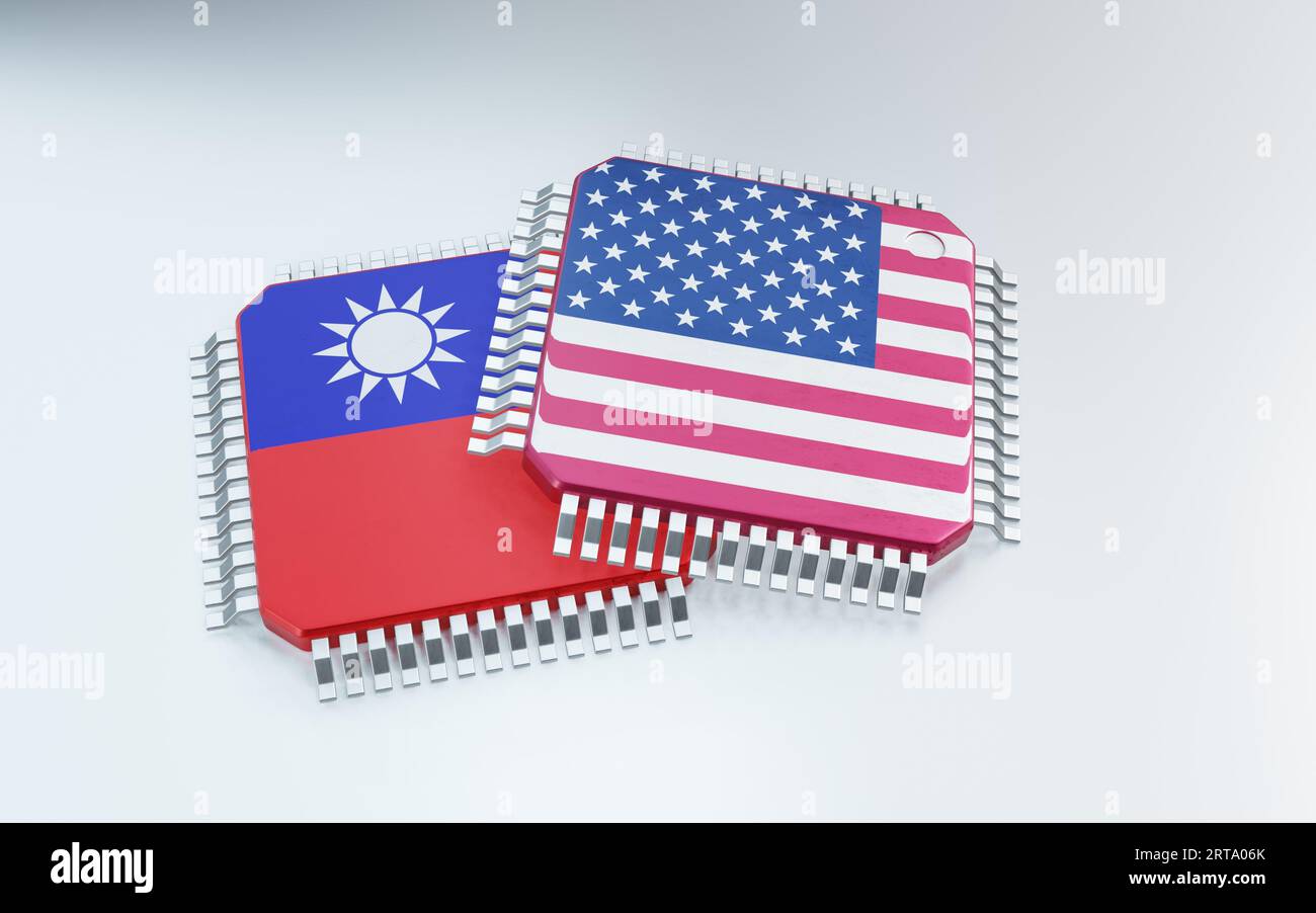 3d render of microchip or semiconductor chip in countries flag, for ...