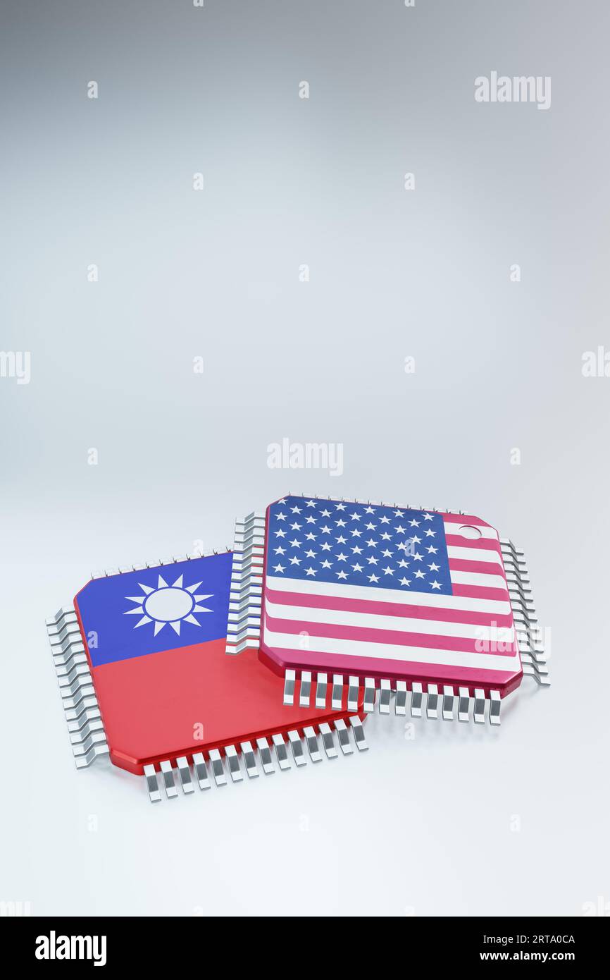 3d render of microchip or semiconductor chip in countries flag, for ...