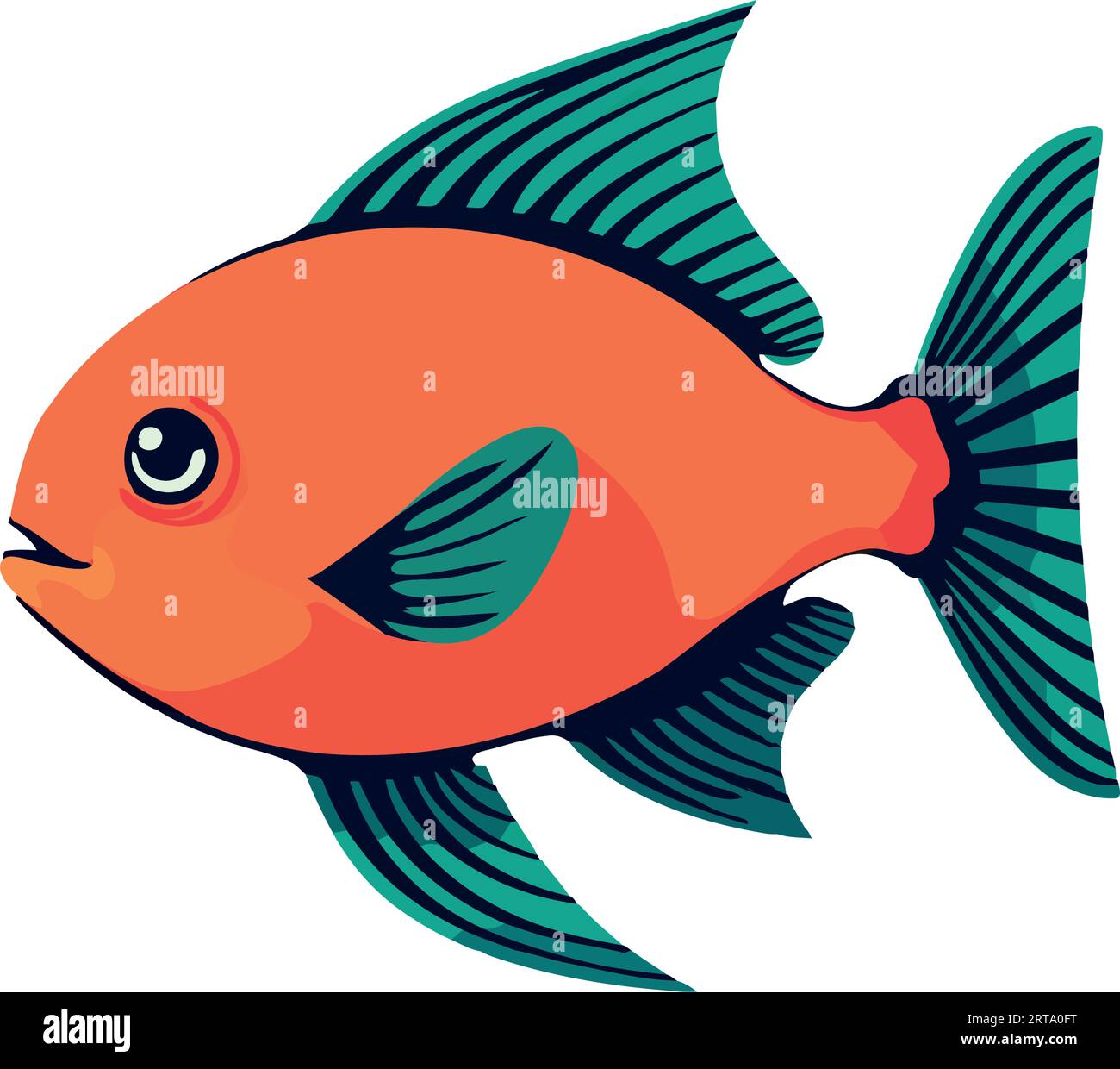 Cute fish swimming, a tropical underwater illustration Stock Vector ...