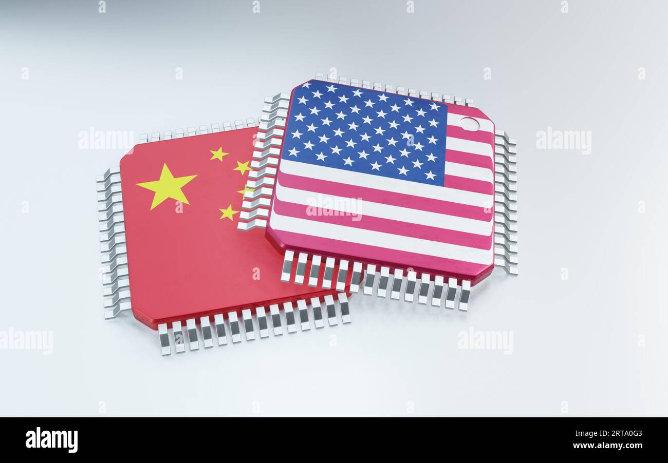 3d render of microchip or semiconductor chip in countries flag, for ...