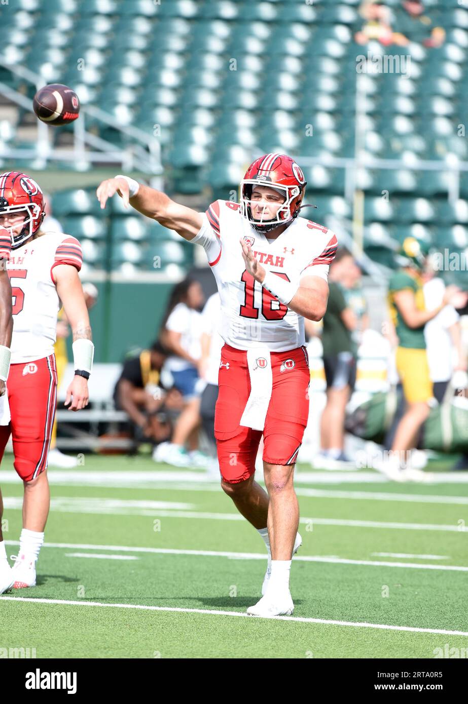 WACO, TX - SEPTEMBER 09: Utah Utes Bryson Barnes warms up prior to ...