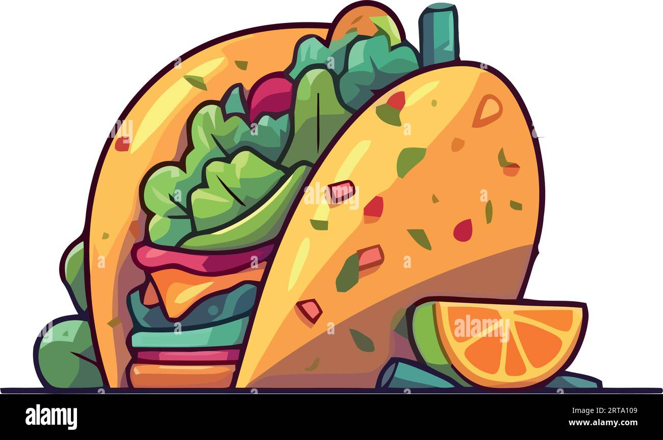 Grilled beef taco with fresh vegetable salsa Stock Vector Image & Art ...