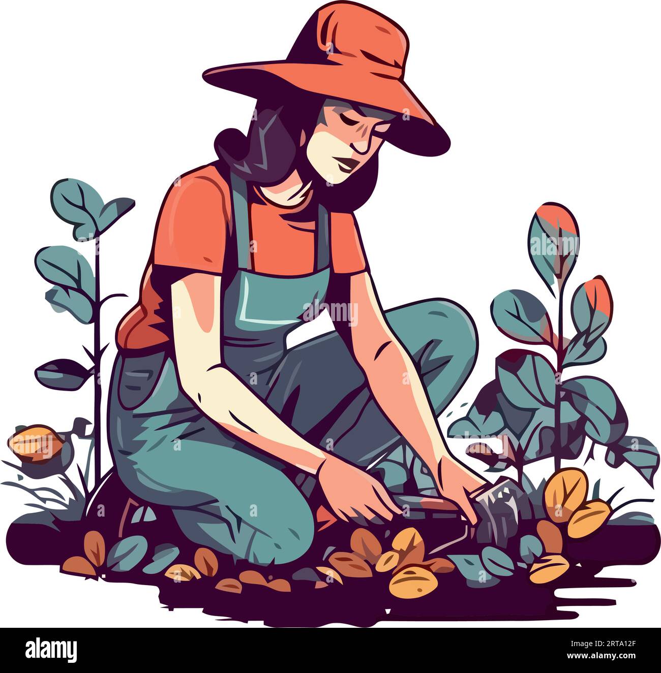 Vegetables planting person Stock Vector Images - Alamy