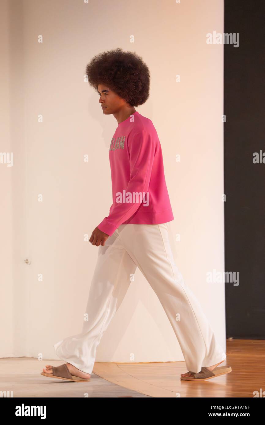 Nabys Vielman models walk at the SohoMuse Latin Ignition NYFW featuring Emilio Estefan and ...