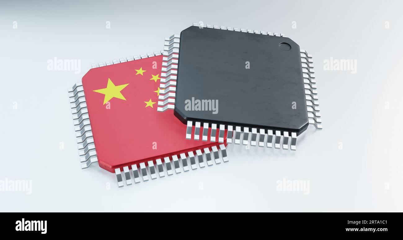 3d render of microchip or semiconductor chip in countries flag, for ...