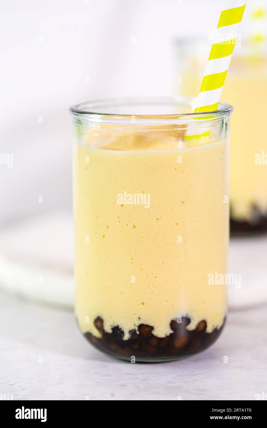 Mango boba smoothie Stock Photo - Alamy