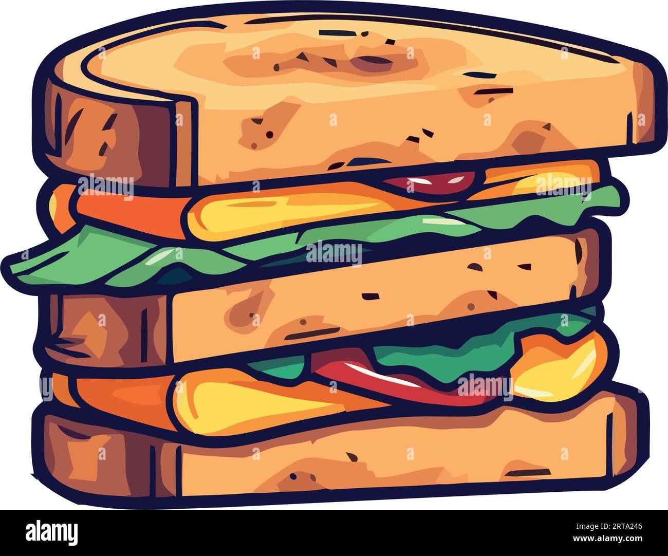 Stacked sandwich meal, fresh meat and veggies Stock Vector Image & Art ...
