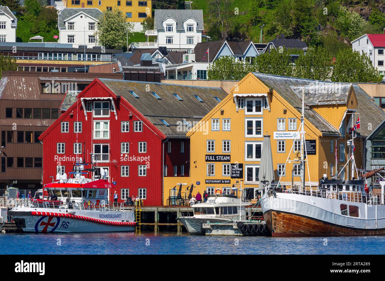 Tromso Harbour, Tromsoya Island, Troms og Finnmark, Norway Stock Photo ...