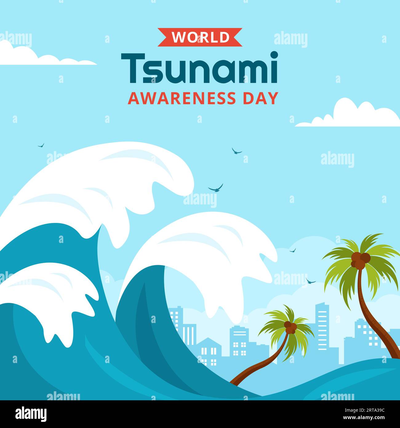 World Tsunami Awareness Day Social Media Illustration Flat Cartoon Hand ...