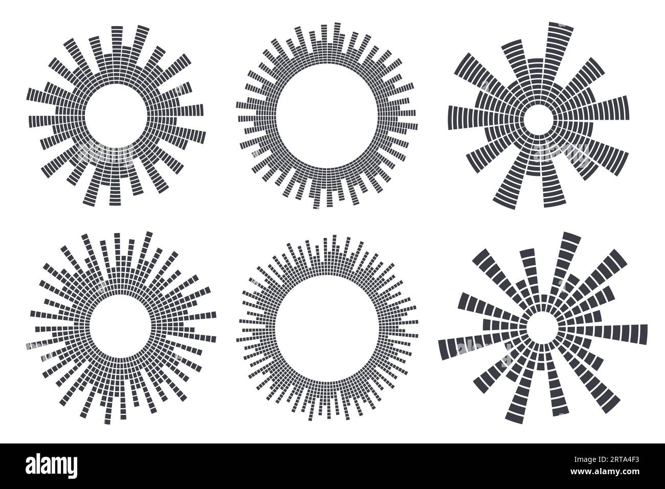 Circle sound wave. Audio music equalizer. Round circular icons set ...