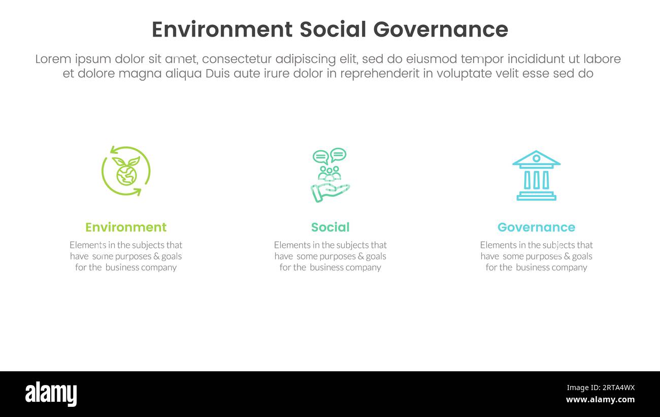 esg environmental social and governance infographic 3 point stage ...