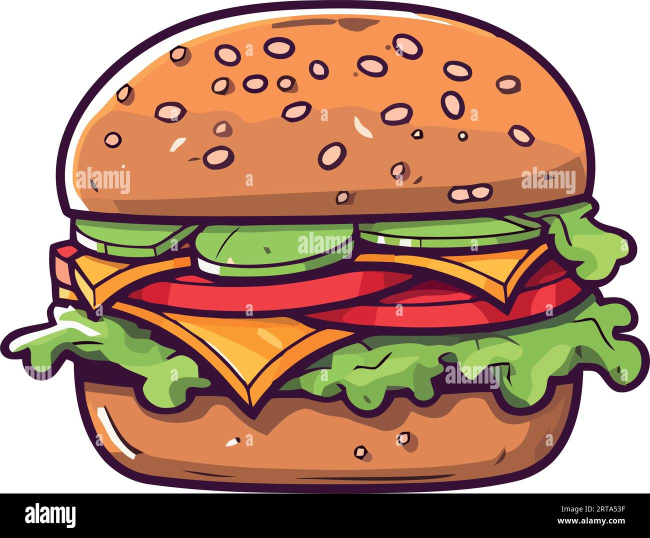 Grilled beef burger with cheese and fries Stock Vector Image & Art - Alamy