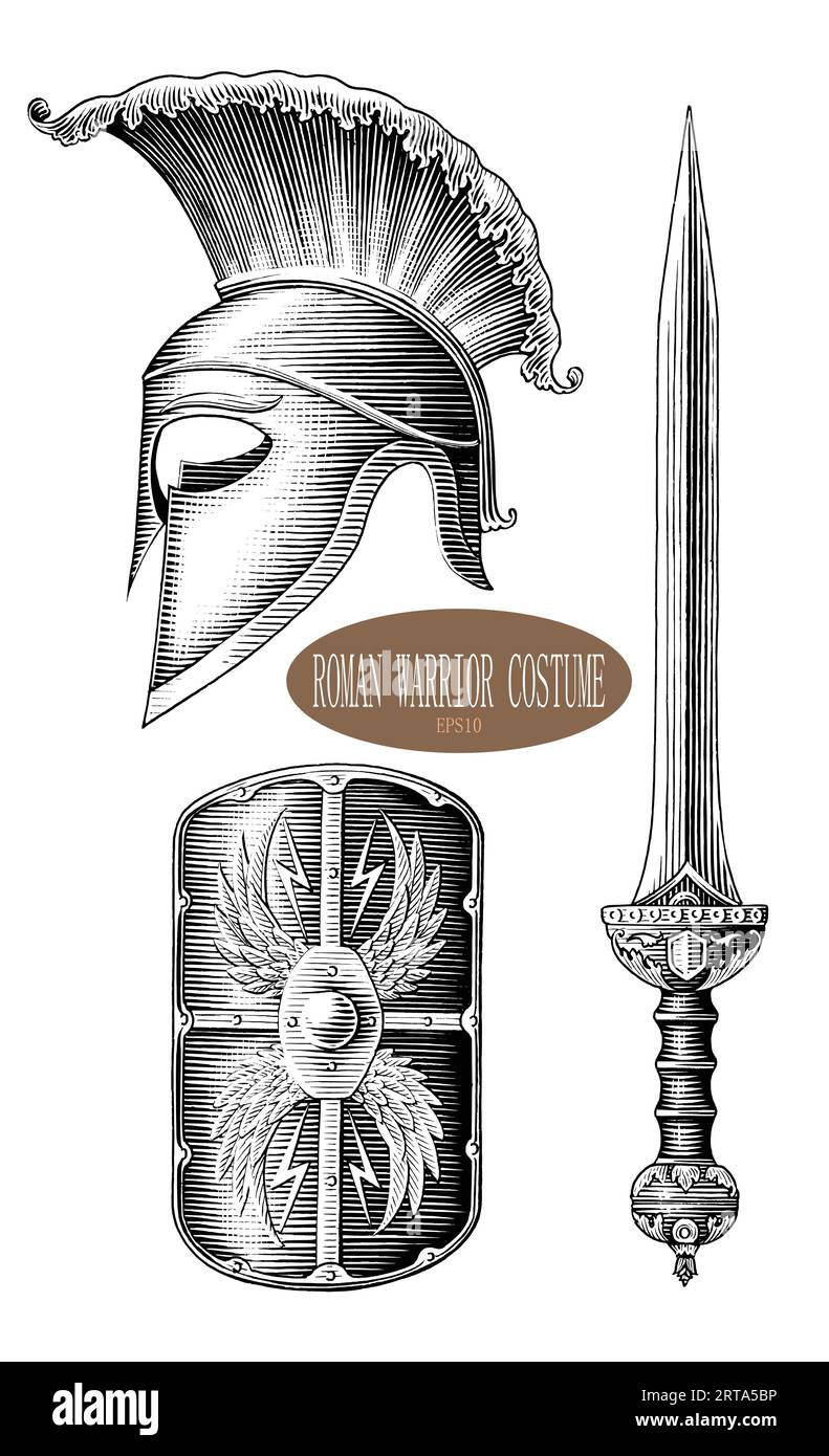 Roman sword, engraving Cut Out Stock Images & Pictures - Alamy