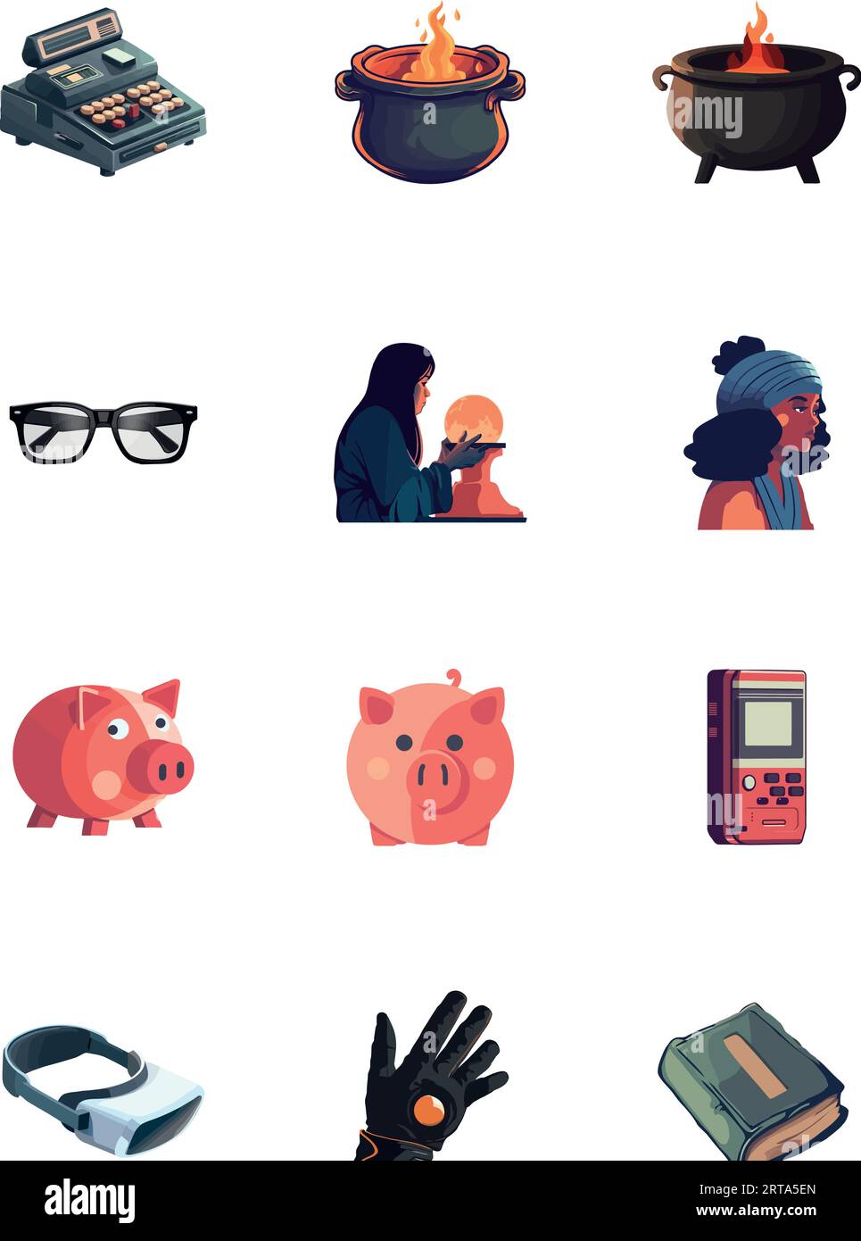 Illustration of an old Cash register, icon style Stock Vector Image ...