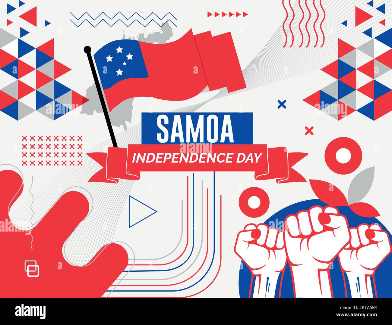 SAMOA national day banner with map, flag colors theme background and ...