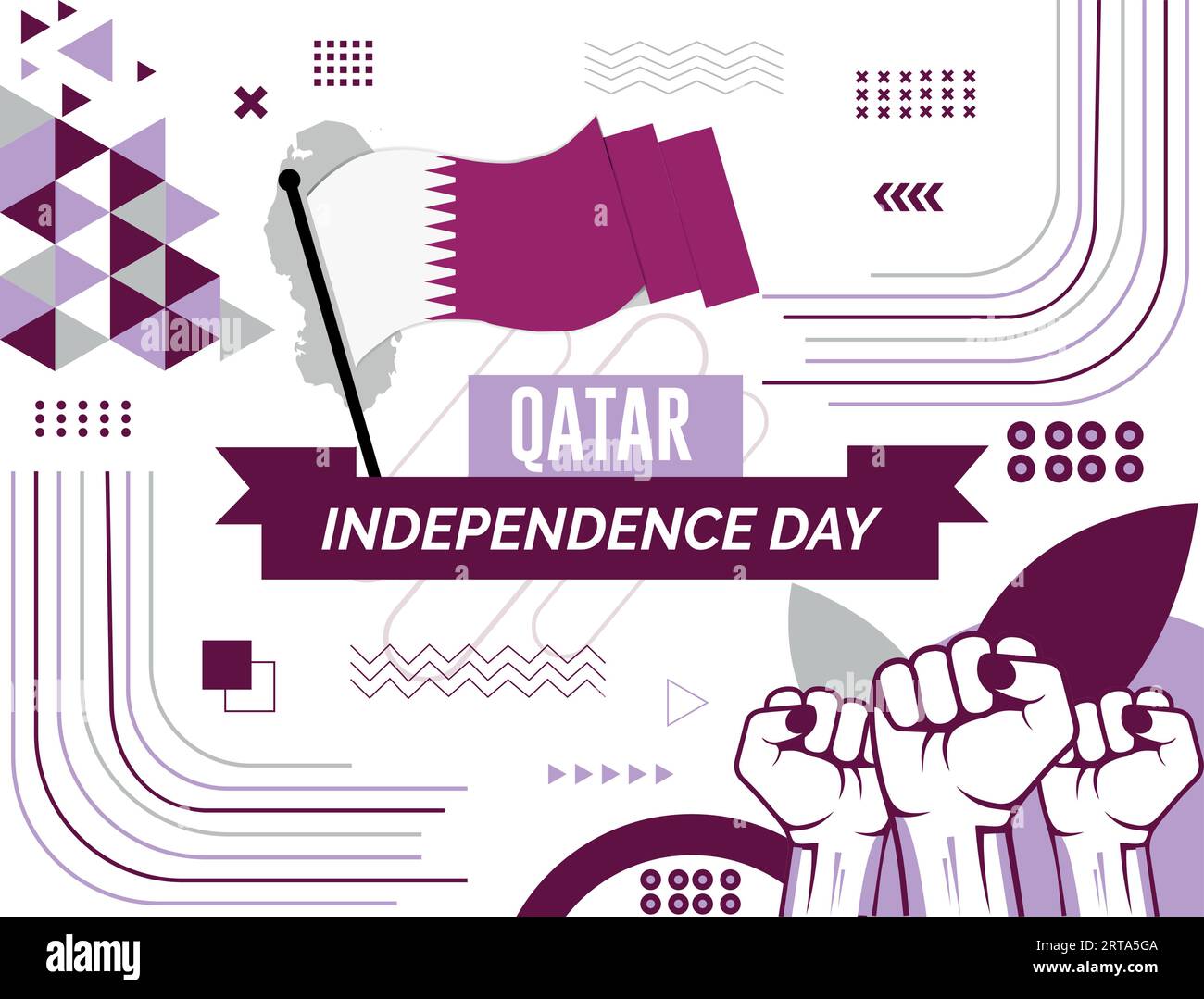 QATAR national day banner with map, flag colors theme background and ...