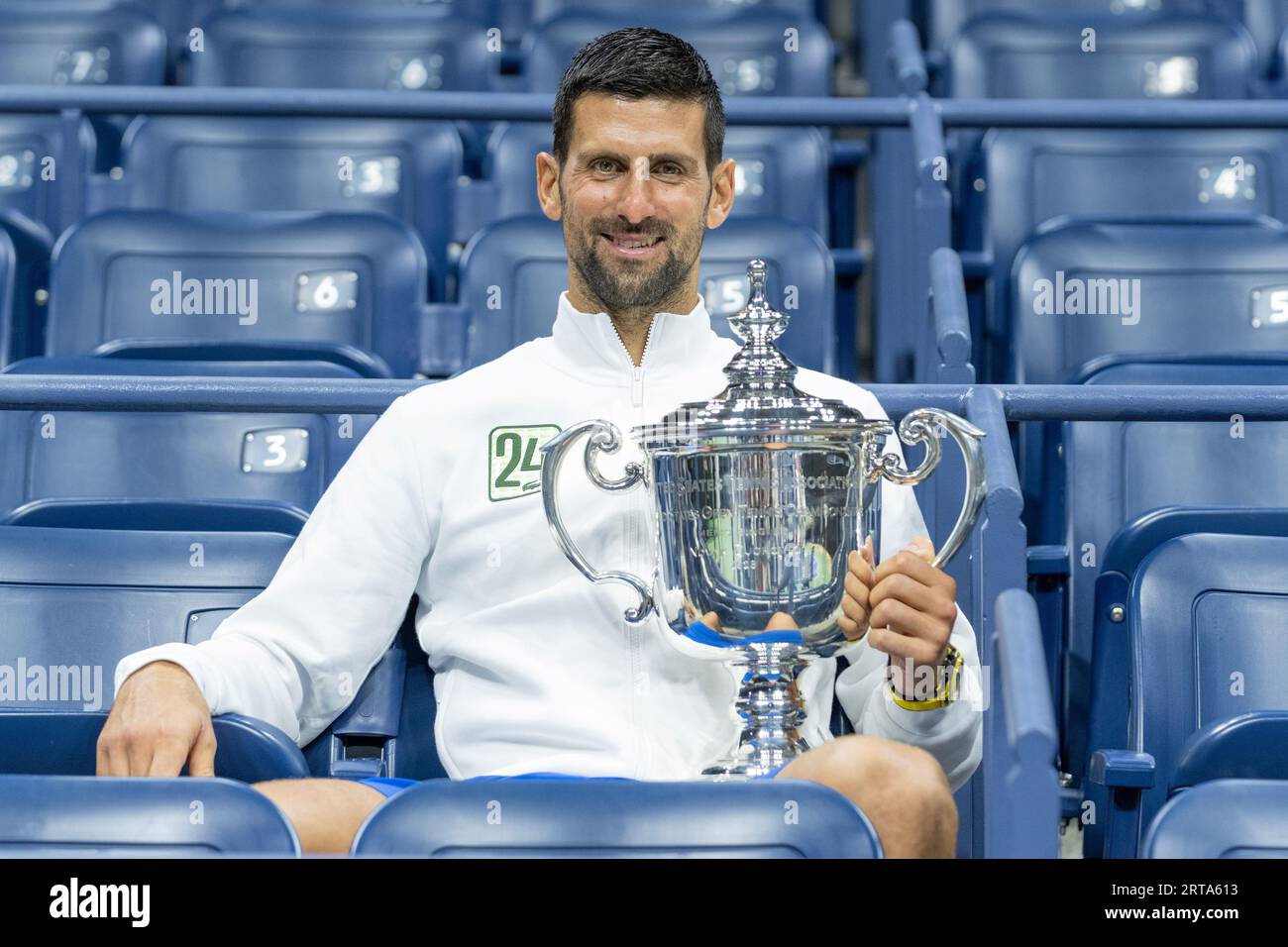 Novak Djokovic winner of men's championship of US Open poses with ...