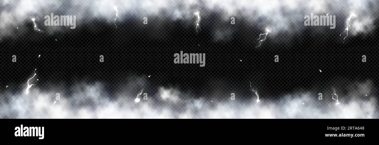 White thunder light glow background electric frame. Lightning border ...