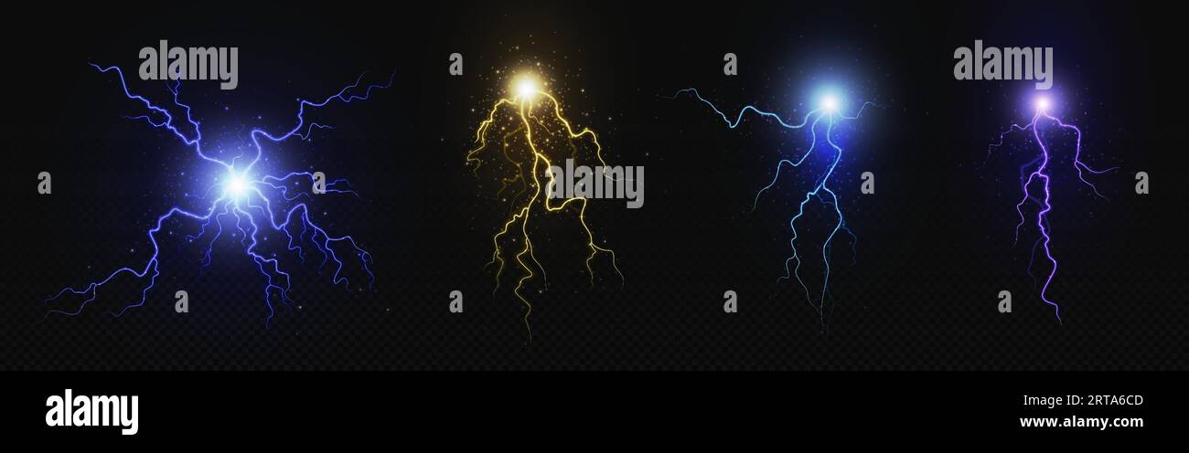 Electric lightning energy explosion ball vector. 3d thunder circle ...