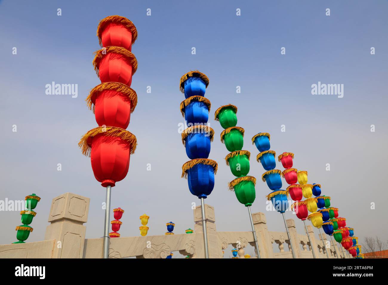 Stone bridge railing and lantern Stock Photo - Alamy