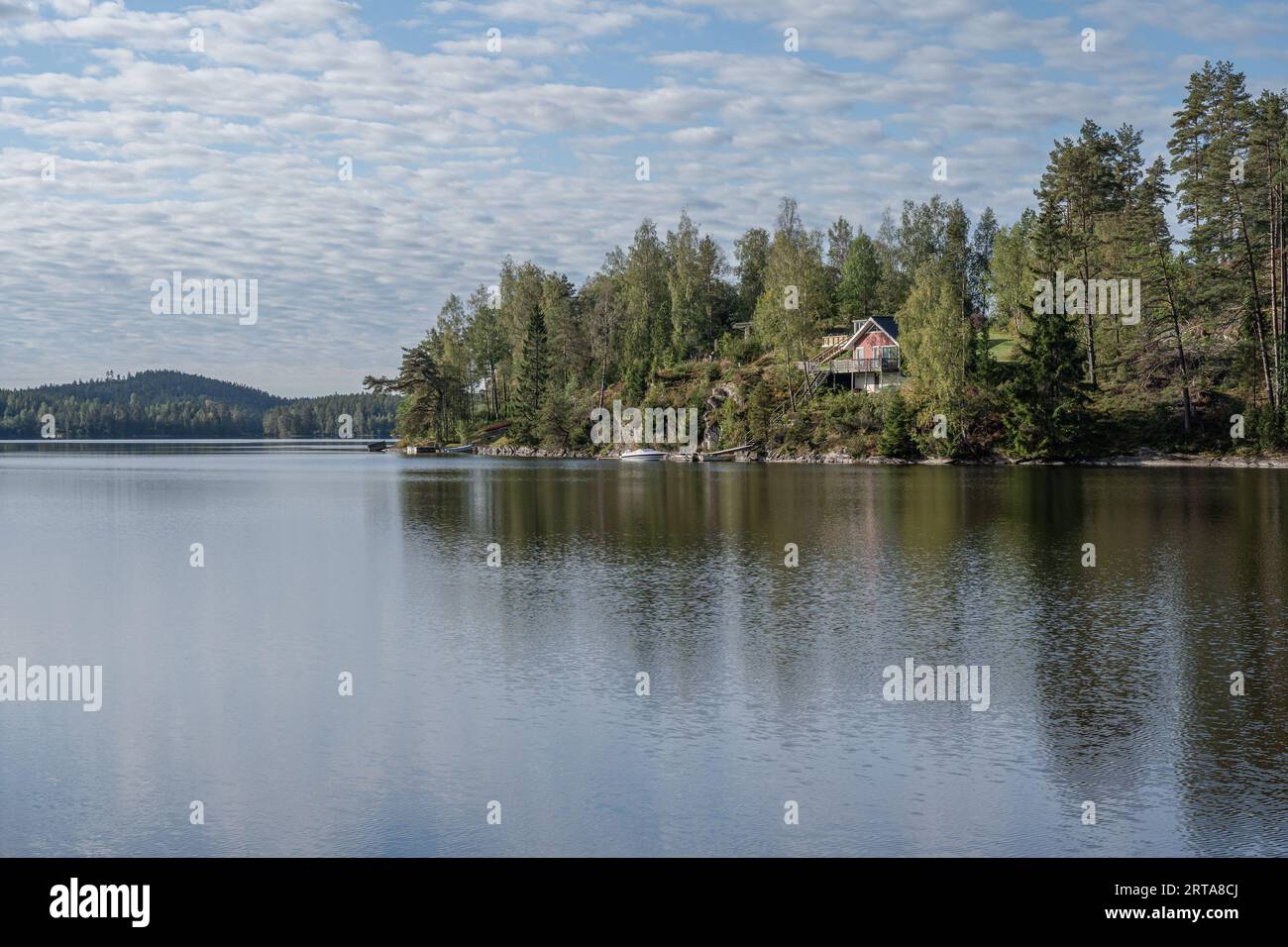 Lake Ragnerudssjoen in Dalsland Sweden beautiful nature forest pinetree ...