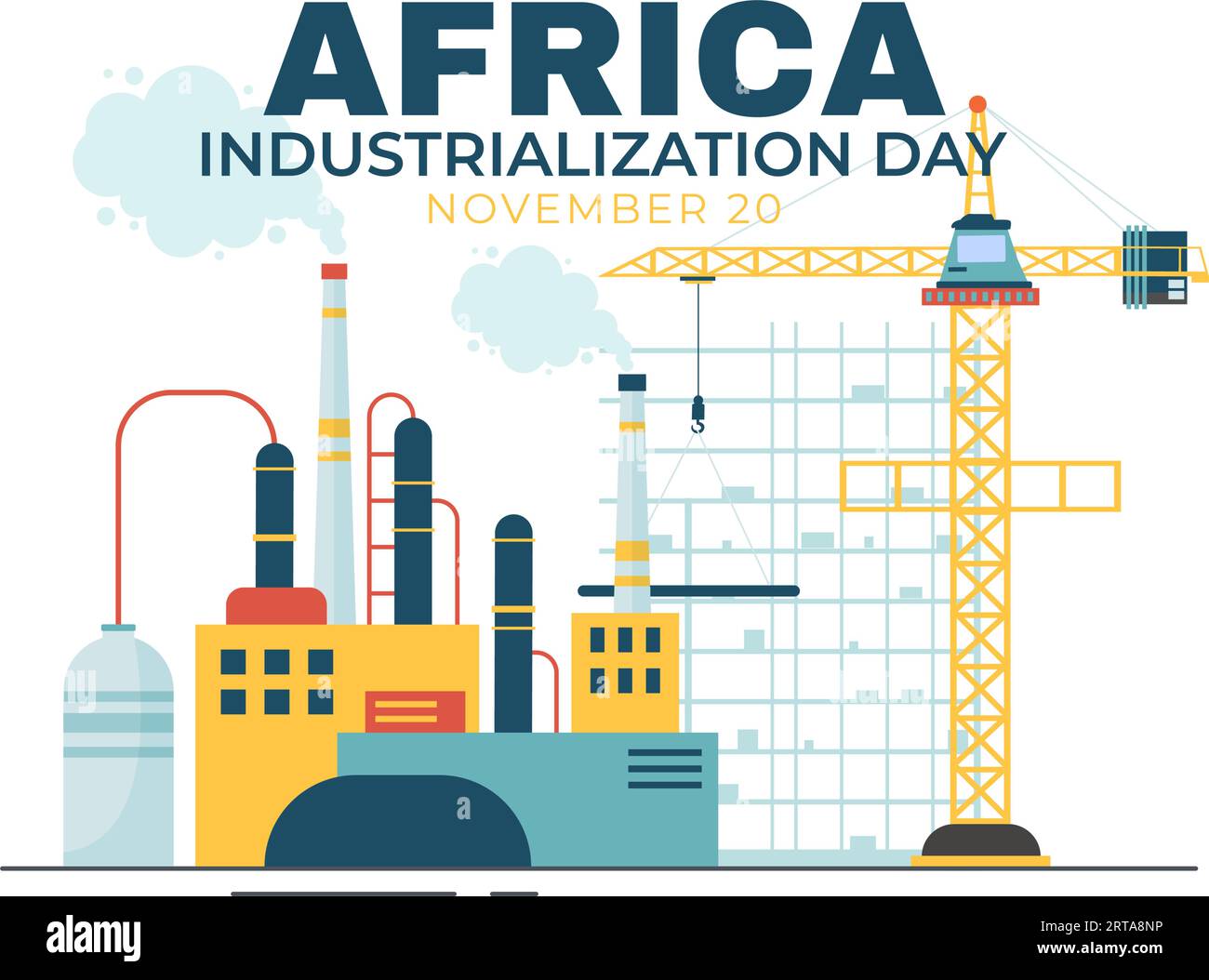 African Industrialization Day Vector Illustration of Factory Building ...