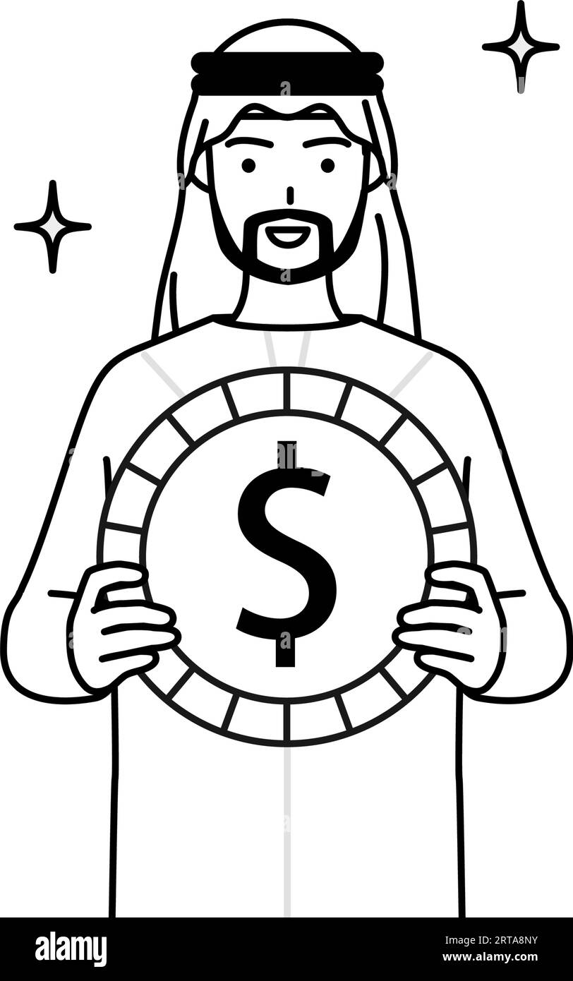 Muslim Man with images of foreign exchange gains and dollar ...