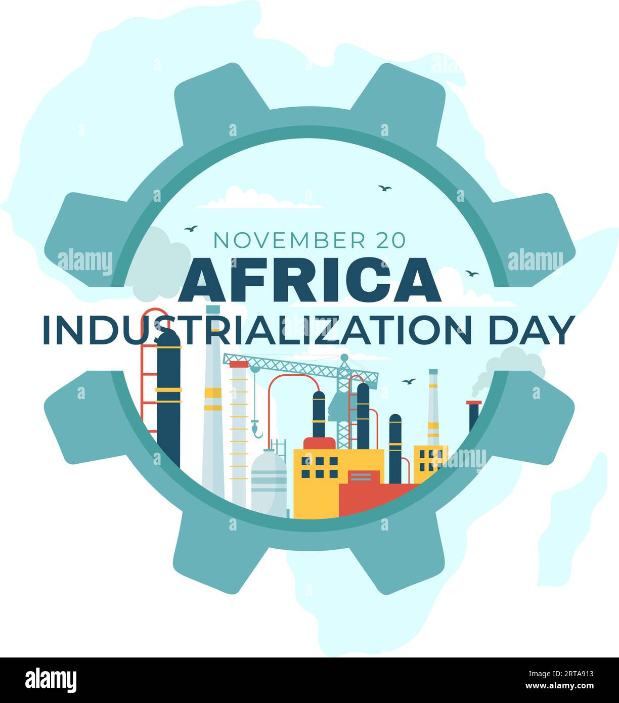 African Industrialization Day Vector Illustration of Factory Building ...