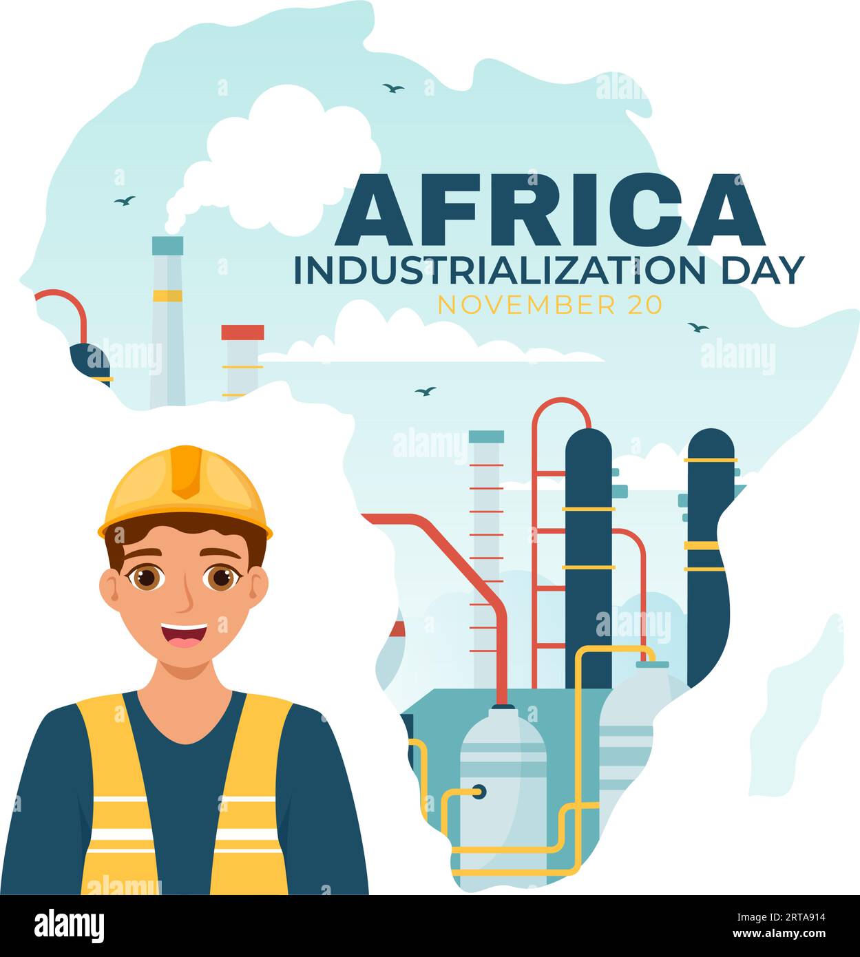 African Industrialization Day Vector Illustration of Factory Building ...