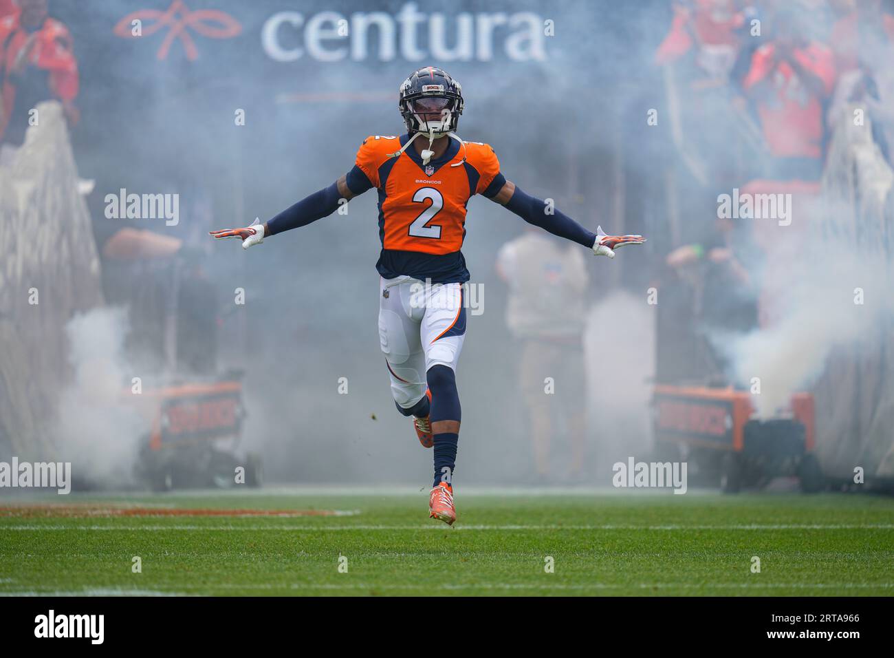Denver Broncos cornerback Pat Surtain II (2) takes the field for player ...