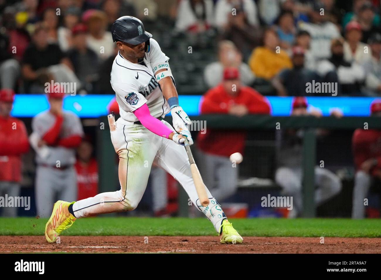 Seattle Mariners' Julio Rodriguez hits a two-run home run to score ...