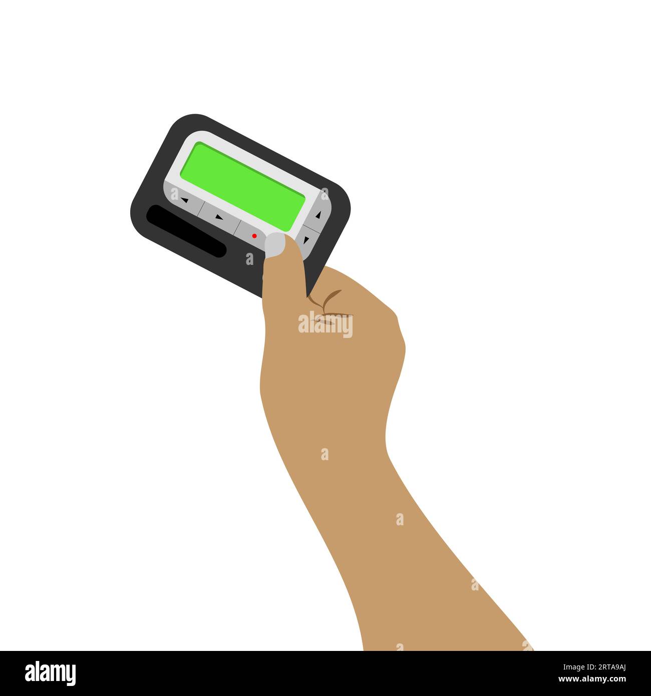 Pager Retro Telecommunication Device From 90s Vector Flat Illustration Of Black Pager Stock